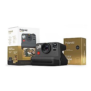 Polaroid Now Black I-Type Instant Camera - Golden Gift Box Camera + Film Bundle (6151)