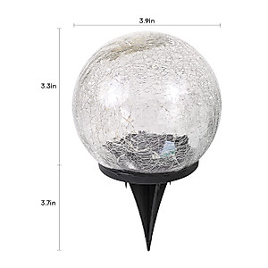 Garden Solar Lights Cracked Glass Globe Lights Outdoor Decorative Waterproof Warm White 30 LED Solar Powered In-Ground Ball Lamp for Lawn Patio Yard Pathway Birthday Halloween Party 1 Pack 3.94"