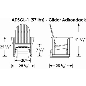 POLYWOOD ADSGL-1TE Classic Adirondack Glider Chair, Teak
