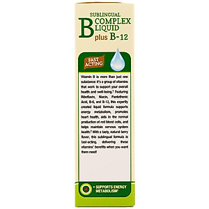 Nature's Truth Sublingual Vitamin B Complex Plus B-12 Fast Acting Flavored Liquid, Natural Berry Flavor, 2 Fluid Ounce (Pack of 3)