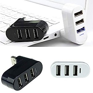 Lysee USB Cables - Multi Function 3 Port USB Hub 2.0 Mini Rotate Splitter Adapter Combo Card Reader Support for Pc Notebook Laptop Computer - (Color: Black, Length: 3 Ports Hub)