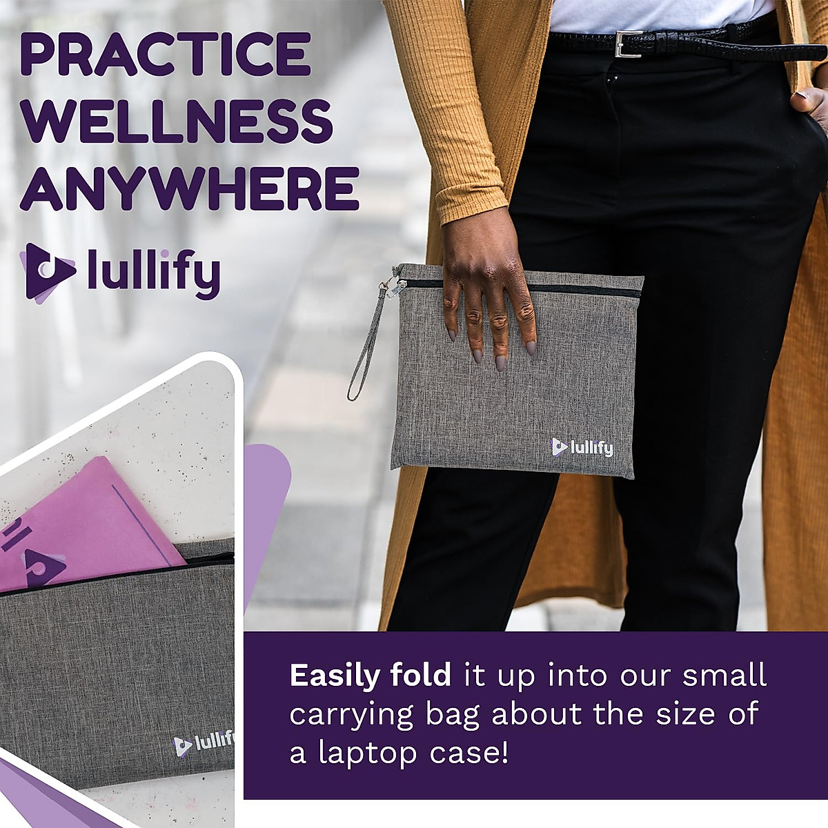 Lullify Travel Kit | Yoga Mat With Carrying Bag & Silk Sleeping Mask | Lightweight and Foldable | Natural Sleep Anywhere