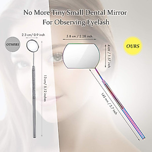4 Pieces Mirror for Eyelash Lash Mirror for Eyelash Extensions Square Mirror Stainless Steel Eyelash Mirror Dental Mirror Lash Tools Beautiful Mirror
