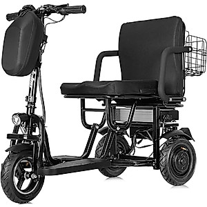 MotoTec Folding Mobility Electric Trike 48v 700w Dual Motor Lithium Black, 42x22x33 Inch, MT-FOLD-TRK-700