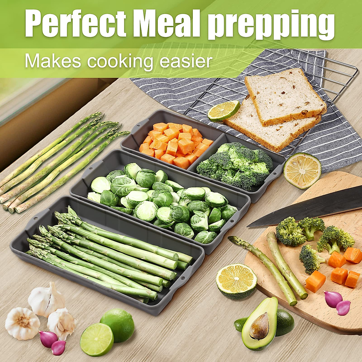 ZIP STANDING Nonstick Bakeware Set, New large size Cake Silicone Sheet Pan, baking pan dividers, Suitable for oven, air fryer to simplify cooking, Safe to use and easy to clean.