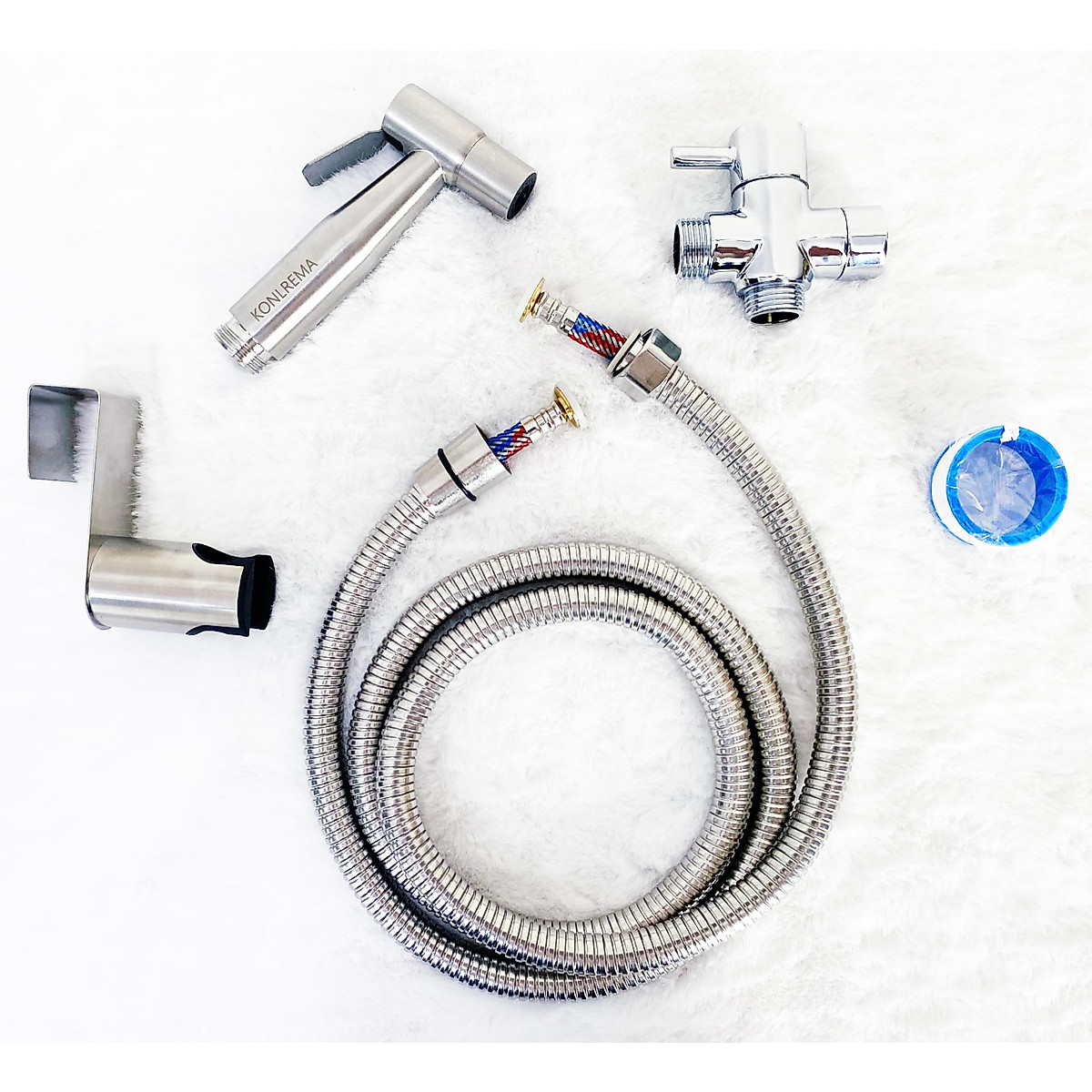 KONLREMA Handheld Toilet Bidet Sprayer-Adjustable Water Pressure Control with Bidet Hose for Feminine Wash, Stainless Steel Brushed Nickel Cloth Diaper for Baby Wash with Complete Bidet Spray Kit