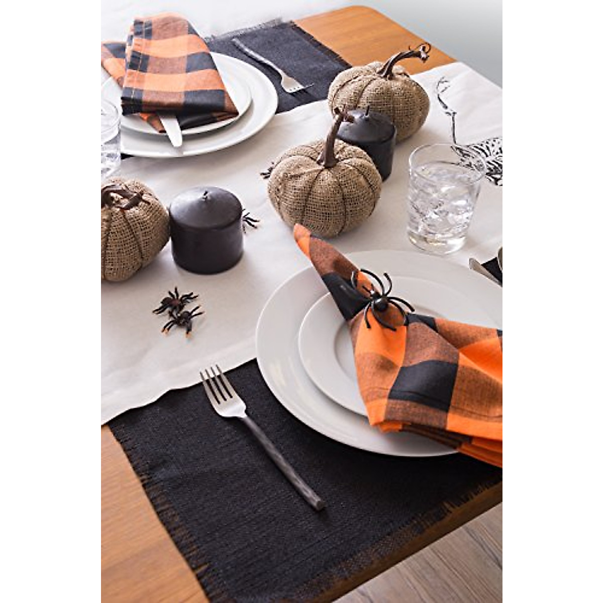 DII Jute Burlap Collection Kitchen Tabletop, Placemat Set, 13x19, Solid Black, 6 Count