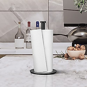 Paper Towel Holder, Black Kitchen Roll Holder Organizer, Premium Stainless Steel Paper Towel Holder for Kitchen Roll Holder, Steady Countertop Paper Towel Holder with Weighted Base
