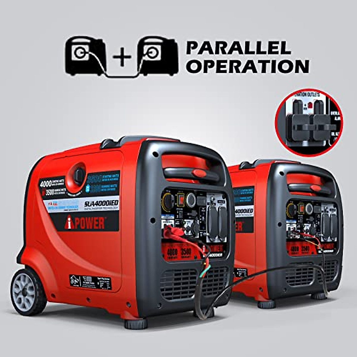 A-iPower SUA4000iER 4000 Watt Portable Inverter Generator Quiet Operation With Electric/Remote Start, RV Ready