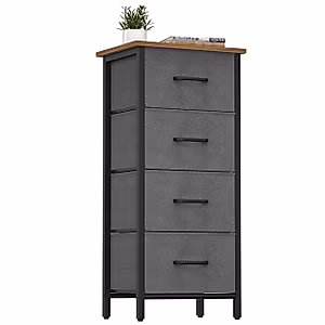 Yoobure Tall Fabric Drawer Dresser - 4 Storage Unit for Bedroom, Small Vertical Chest of Drawers for Closet, Living Room, Hallway and Entryway