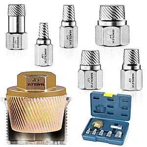 MABLEVI 1.5" Tub Drain Extractor, 6PCS Pipe Nipple Extractors Set to Remove The Old, Broken, Stubborn, Rusted Drain Tub Bathtub Stopper, Plumbing Tools with Solid Storage Case