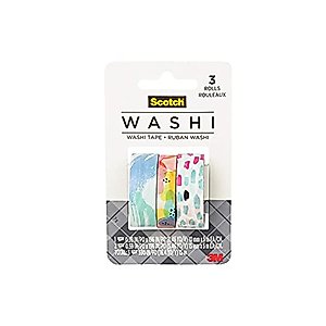 Scotch Washi Tape, Abstract Modern Design Pattern, 3 Rolls, Assorted Sizes, Great for Bullet Journaling, Scrapbooking and DIY Décor (C1017-3-P35)