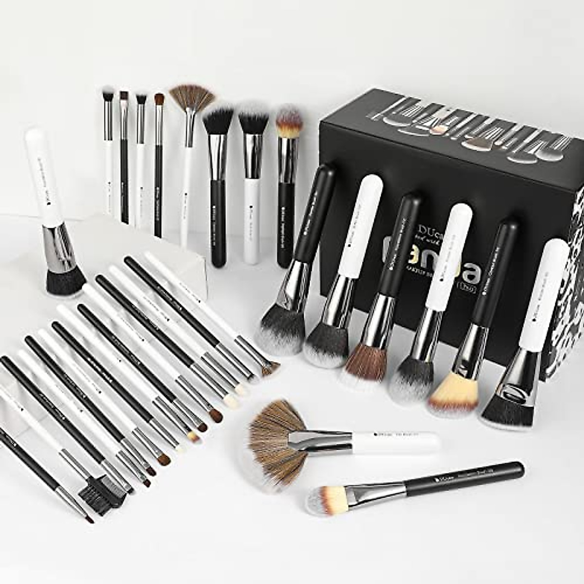 DUcare Professional Makeup Brushes Panda Series Makeup Brush Set Valentines Day Gifts 31Pcs Kabuki Foundation Blending Face Powder Blush Concealers Eye Shadows With Leather Case Organizer