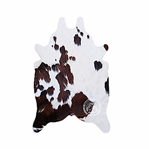 Genuine Mini Cowhide Rug Tricolor Small Hair on Cow Hide 24 x 35 inches 90 x 60 cm