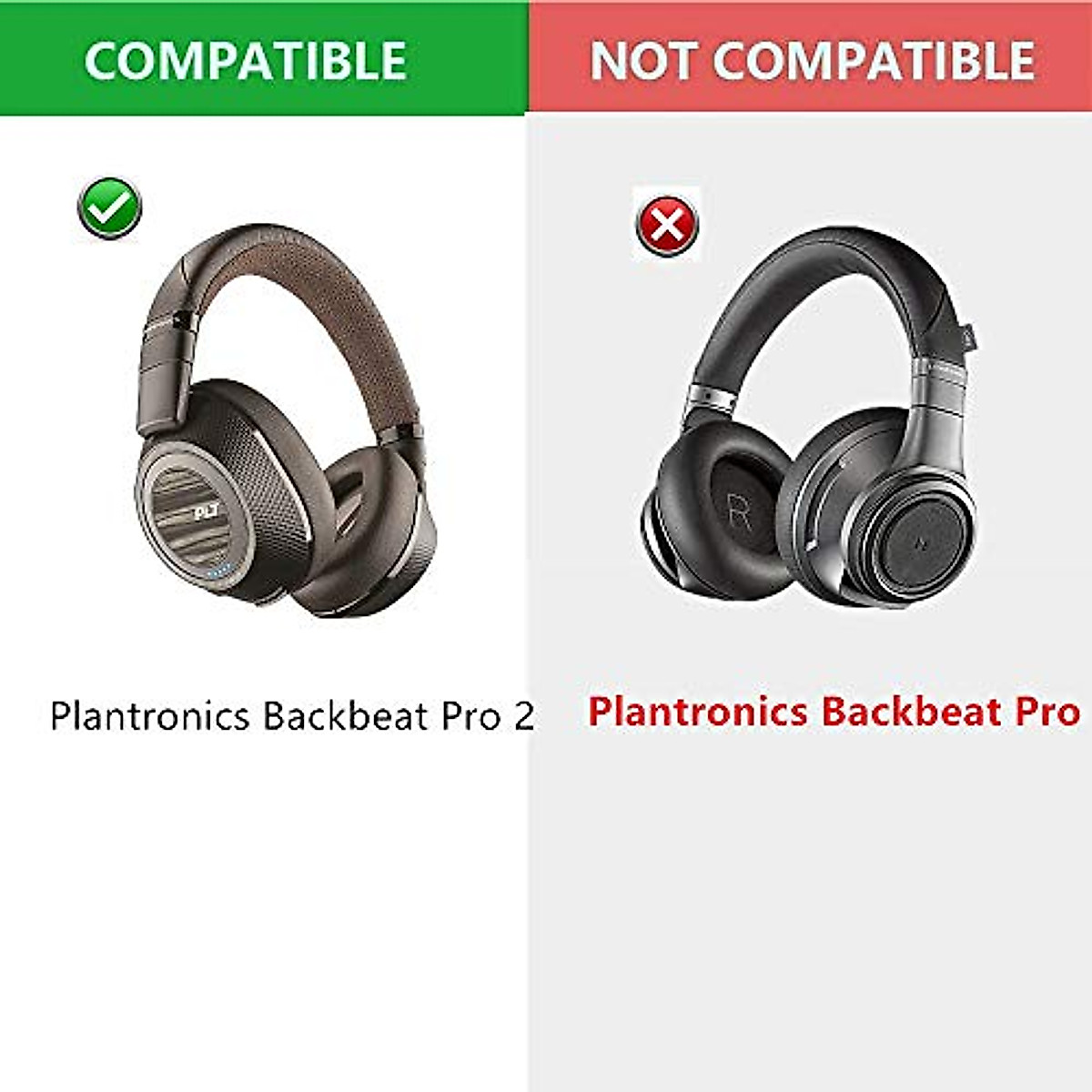 Memory Foam Ear Pads Ear Cushions Covers Replacement Compatible with Plantronics Backbeat Pro 2 Noise Cancelling Headset Earpads Covers Headphones (Brown)