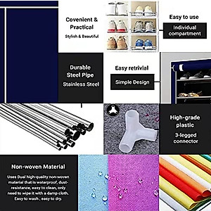 Fansdurack Shoe Rack-Shoe Rack Storage Organizer 10 Tier Shelf 9 Tier Non-Woven Compartment Portable Shoe Rack With Dustproof Cover Vertical Shoe Rack for Cloest Easy to Assembly (Grey)