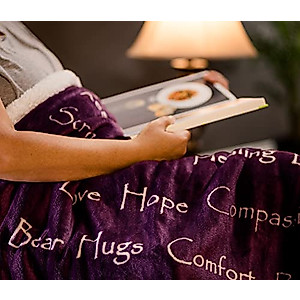 Chanasya Healing Warm Hugs Gift Throw Blanket - Sympathy Gift Breast Cancer Chemo Survivor Get Well Caring Gifts - Comfort Purple Gift Blanket for Love Support Women Friend - Aubergine