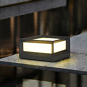 XLBHLH LED Post Light Outdoor, Modern Outdoor Column Lights IP65 Waterproof Aluminum Pillar Lights Outdoor Lighting for Yard Garden Patio Path with Acrylic Lampshade, 27X13CM