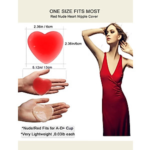 Kelivy Pasties Nipple Covers Rave, Red Heart Thin Nipple Pasties Adhesive Silicone Reusable Stickers Petals for Women 2 Pairs