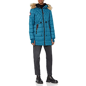 Canada Weather Gear Women's Midweight Long Glacier Shield Jacket, Peacock Black, Small