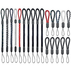 20 Pcs Hand Wrist Strap Lanyard and Small Finger Lanyard Strap, 2 Types Adjustable Colorful Nylon Hand Wrist Straps and Finger Strap for Mobile Phone Camera Keys USB Flash Drives Keychain Wallet Badge