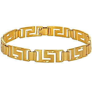 LIFETIME JEWELRY 8.5mm Greek Key Bracelet for Women and Men 24k Real Gold Plated Charm (9)