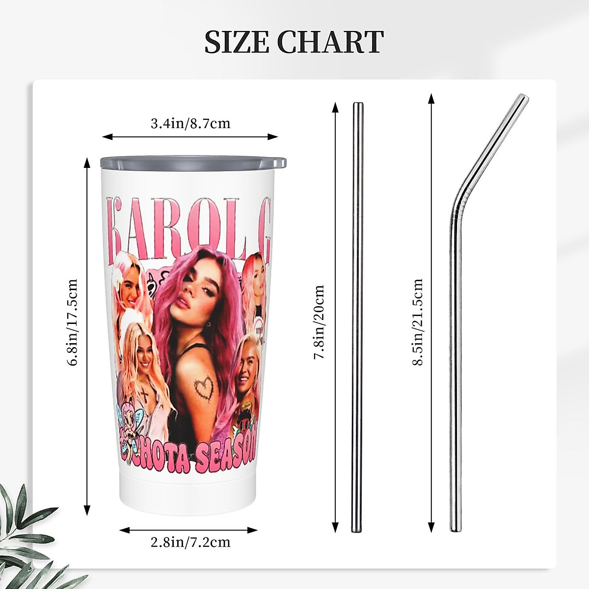 Kiserjens Stainless Steel Insulated Tumbler Vacuum Water Bottle Travel Cup Coffee Mug With Straw,Lid and Brush 20 oz