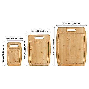 Sabatier Wood Cutting Board Set, 3-Piece, Bamboo