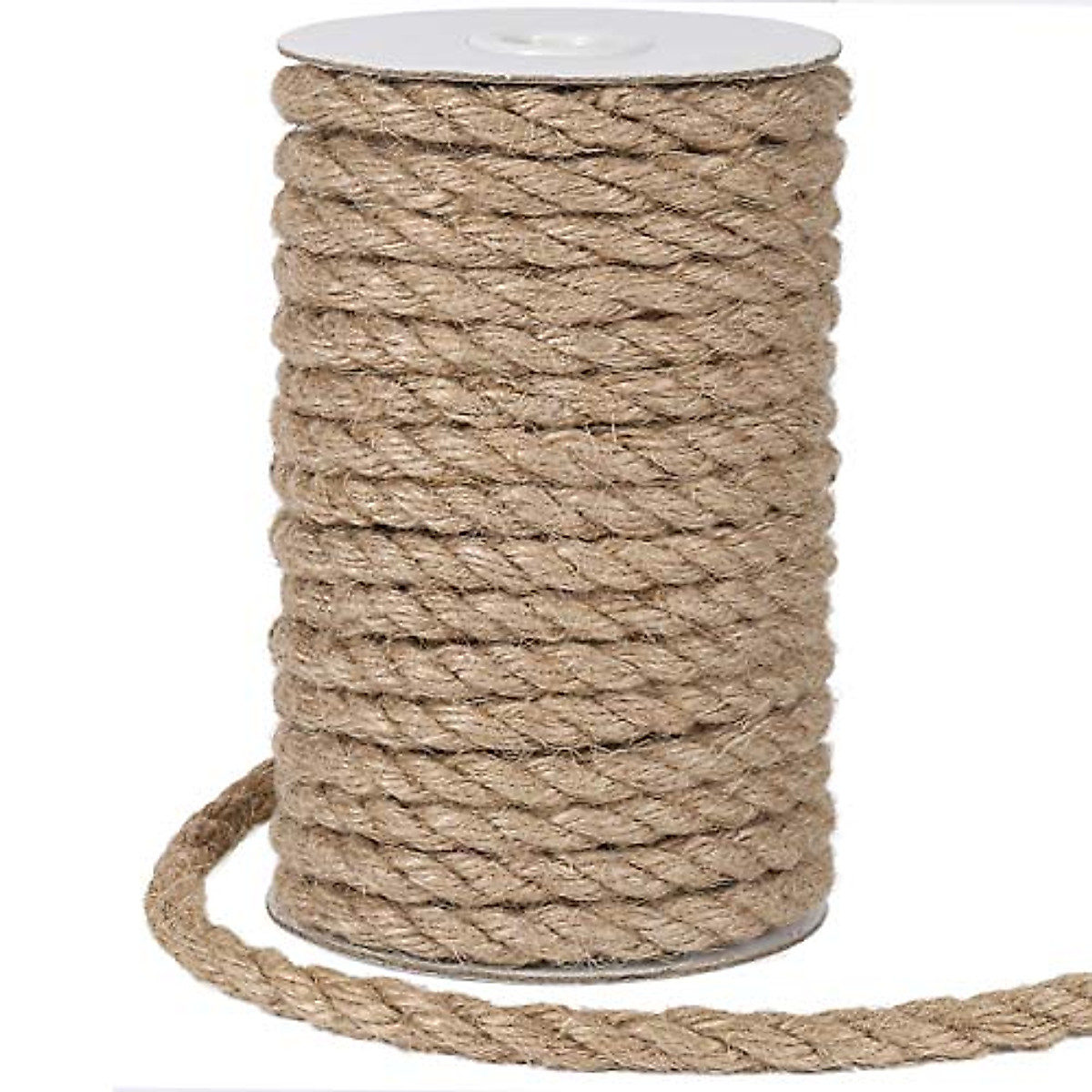Tenn Well 8mm Jute Rope, 50 Feet Heavy Duty Natural Jute Twine, Thick Twine Rope Nautical Rope for Crafts, Gardening, Home Decor, Cat Scratching Post, Plant Hanger (Brown)
