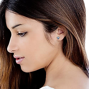 Disney Womens Minnie Mouse Brass December Birthstone Stud Earrings - Minnie Mouse Jewelry - Stud Earrings for Women (December-Light Sapphire Crystal)