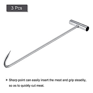 uxcell T-Handle Meat Boning Hook, Galvanized T Hooks for Kitchen Butcher Shop Restaurant 16"(400mm) 3Pcs