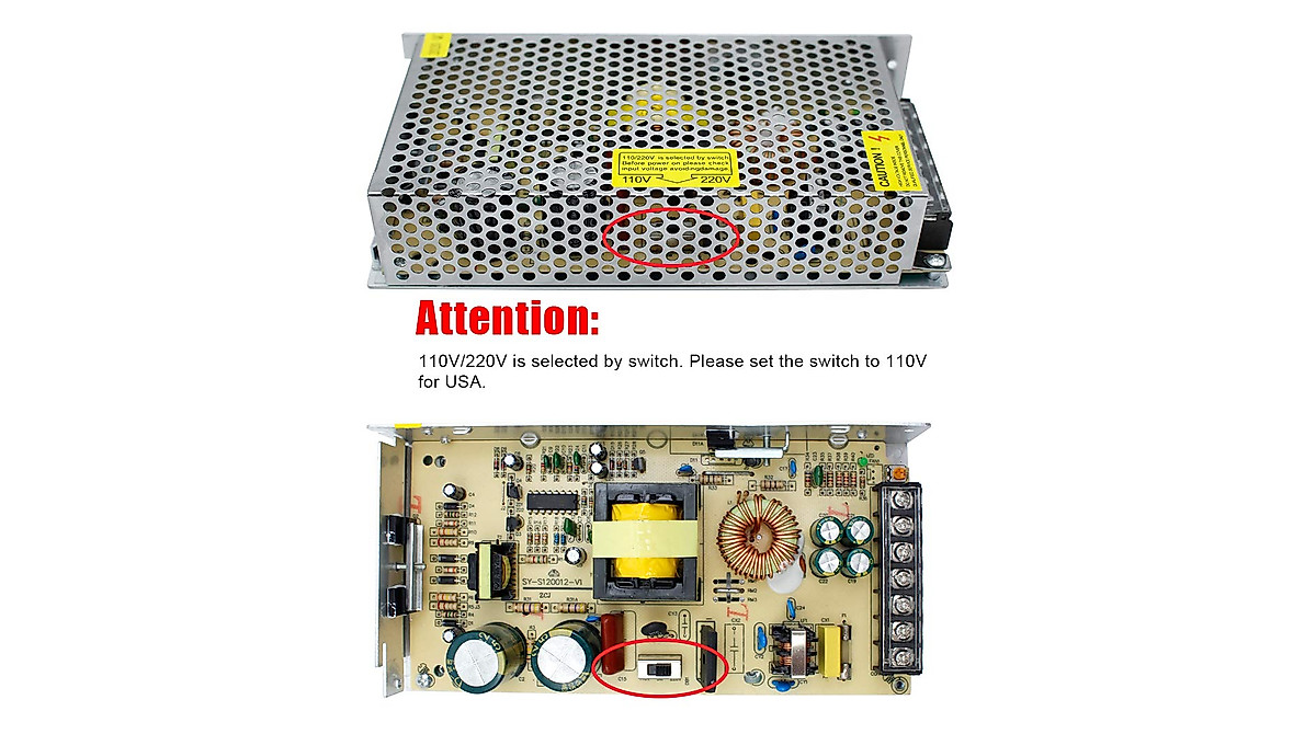 inShareplus 12V 10A 120W, DC Universal Regulated Switching Power Supply, 100-240V AC to DC 12 ...