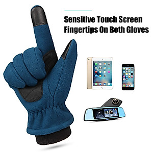 OZERO Winter Waterproof Gloves for Men: Women Gloves for Running Touchscreen - L Size & Blue