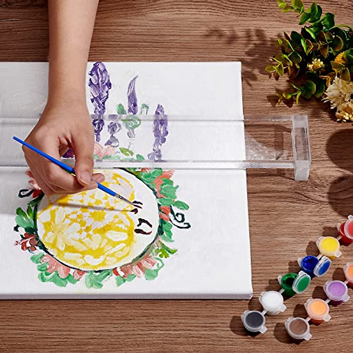 BENECREAT Artist Leaning Bridge Hand Acrylic Wrist Rest for Computer Keyboard, 14inch Transparent Creative Artist Bridge for Painting