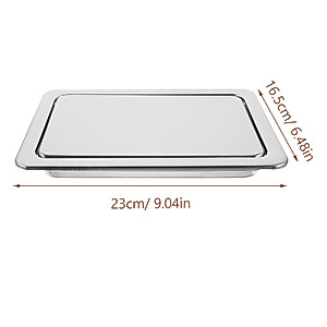 Amosfun Built-in Countertop Trash Bin Lid and Waste Chute Lid, Stainless Steel Balance Flap Cover, Silver Trash Grommet Swing Trash Can Lid Accessories 23X16.5X3.3CM