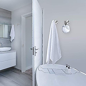 dong+ Towel Hooks Bathroom Coat Hook Robe Hook Stainless Steel Heavy Duty Door Hanger Towel Robe Clothes Cabinet Closet Sponges Wall Hook for Bathroom Bedroom Kitchen Hotel Pool Matte Black