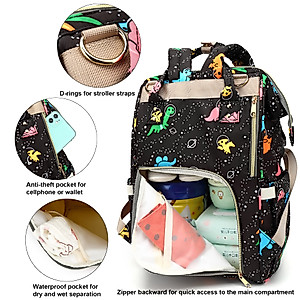Xunteny Dinosaur Baby Diaper Bag Backpack for Girls Boys, Waterproof Large Maternity Nappy Bags for Mom