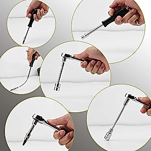 YUFANYA 46PCS 1/4 inch Drive Socket Set,Metric Ratchet Wrench Set with 4-14mm CR-V Sockets,S2 Bits,Extension Bars,Mechanic Tool Kits for Household Auto Repair