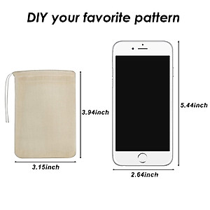 Tea Filter Bags, 50 Pack Housim Reusable Cotton Tea Bags Empty Unbleached Strainer Filter Bags ECO Friendly Tea/Herb Brew Bags Loose Leaf Tea Infuser for Home Office Travel (3.1 x 3.9Inch)