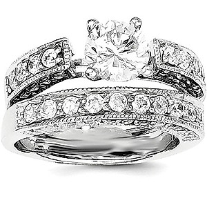 IceCarats 925 Sterling Silver Cubic Zirconia CZ Wedding Band Engagement Ring Bridal Jewelry Set Size 6