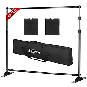 Kshioe Thicker 10x8 ft Backdrop Banner stand Adjustable, Photography Background stand Step and Repeat Stand Heavy Duty for Trade Show Exhibition