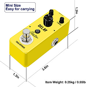 Rowin Analog Vintage Delay Guitar Effect Pedal with 9V DC 1A Pedal Power Supply