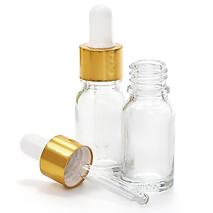 Kingrol 40 Pack 10ml Clear Glass Dropper Bottles, Tincture Bottles, Empty Bottles with dropper for Essential Oils, Perfumes, Aromatherapy, Chemistry Lab Chemicals