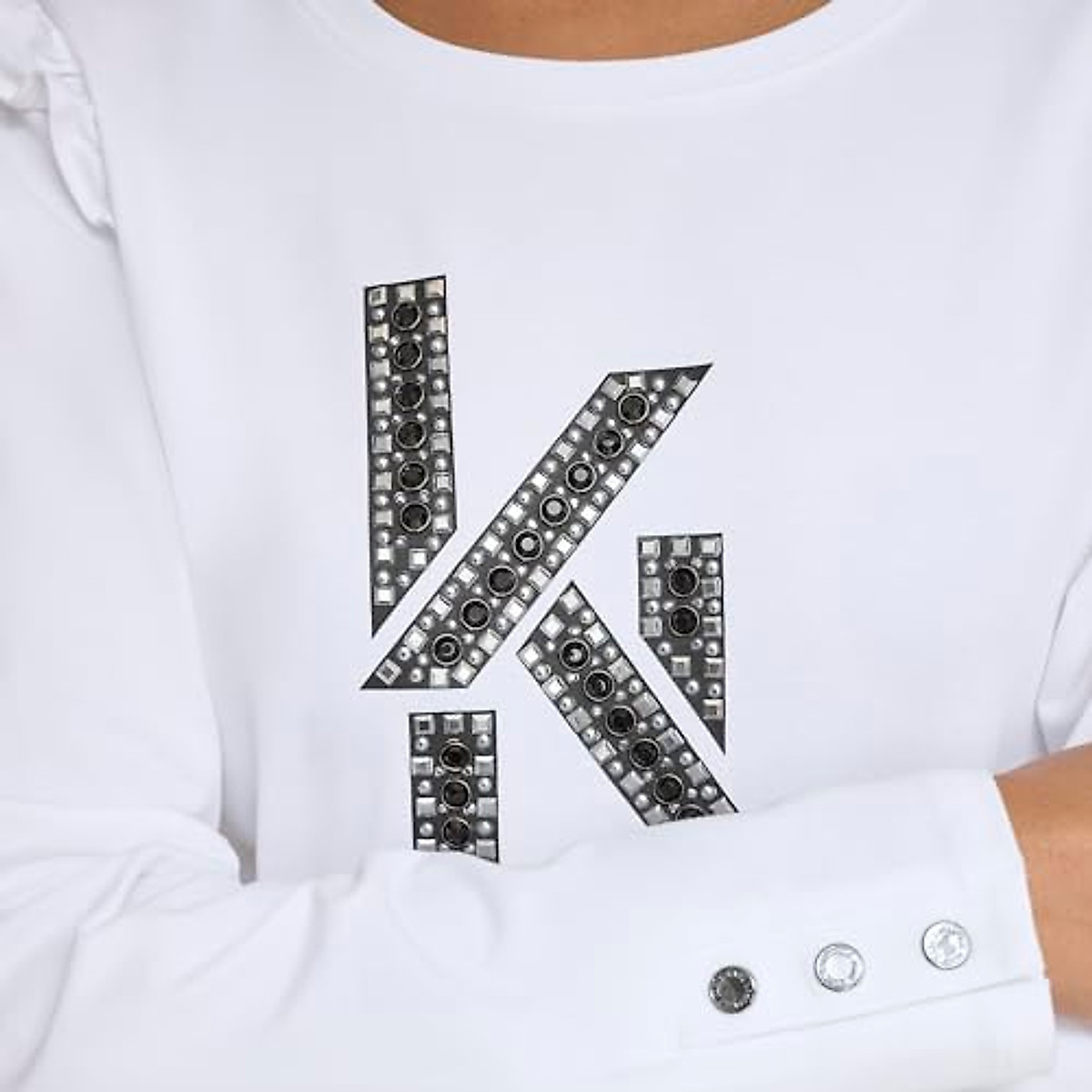 Karl Lagerfeld Paris Women's Logo with Detail Top, White