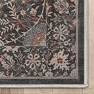 Well Woven Liana Flatweave Persian Floral 5'3" x 7'3" Area Rug Charcoal Grey & Beige