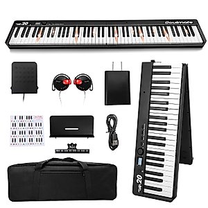 Soulmate Folding Piano Keyboard 88 Keys, Portable Electric Keyboard with Bluetooth MIDI, Full Size Digital Piano Semi-Weighted Touch Sensitive, with Storage Bag for Beginner