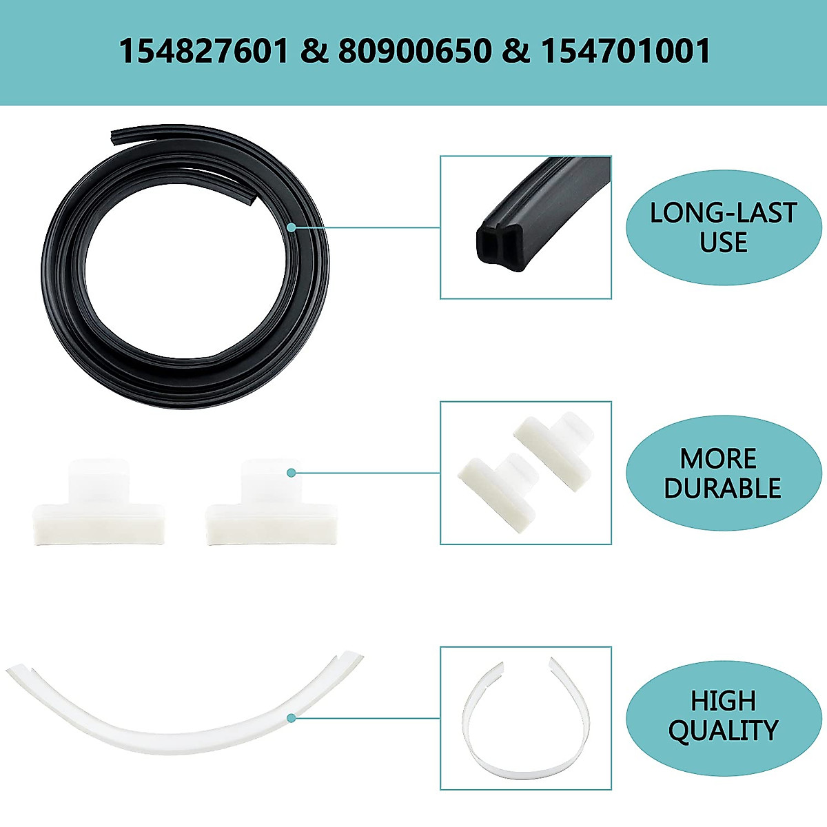 154827601 Dishwasher Door Seal 809006501 Lower Seal 154701001 Splash Shield Kit Compatible with Frigidaire Kenmore Replace AP5690109 PS8260227 154845301 154211801 by Cenipar