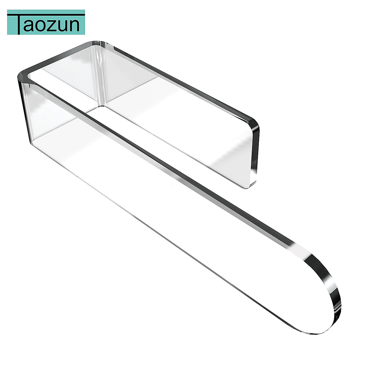Taozun Hand Towel Holder/Clear Hand Towel Rack - Acrylic Plastics Towel Ring Self Adhesive Towel Bar for Bathroom or Kitchen Wall (8 inch, Transparent)