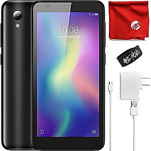ZTE Quest 5 Smartphone Unlocked GSM, 5-Inch FWVGA+ Screen, 16GB Storage, Expandable Up to 32GB, 2MP Front 5MP Rear Camera, 3G/4G LTE, 2000mAh Battery Bundle with Cable Tie and Microfiber Cloth