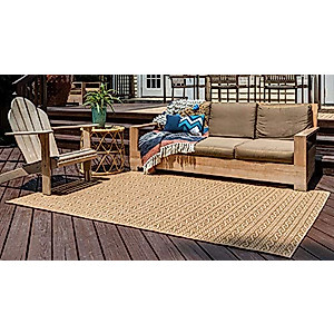 Unique Loom Modern Collection Distressed, Stripes, Helix, Vintage, Indoor and Outdoor Area Rug, 2 ft 2 in x 3 ft, Light Brown/Beige